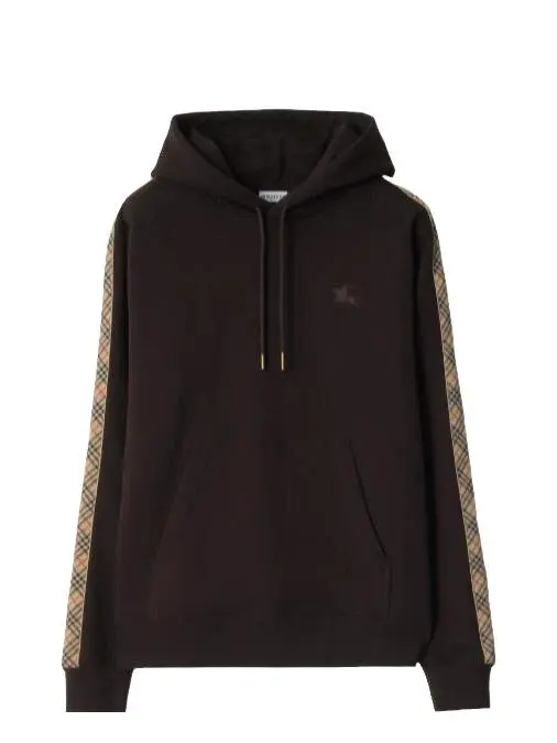 Burberry Check Trim Cotton Hoodie - Lilac Brown