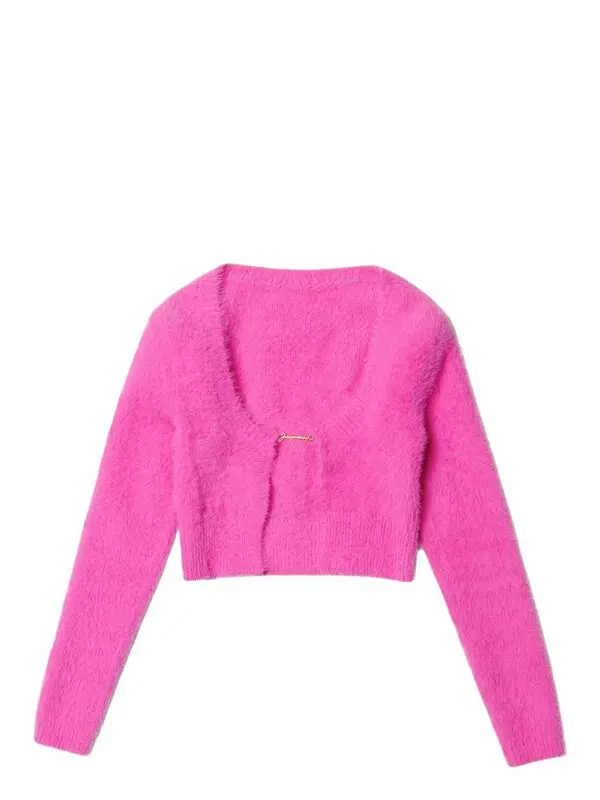 Jacquemus La Maille Cropped Knitted Cardigan - Pink