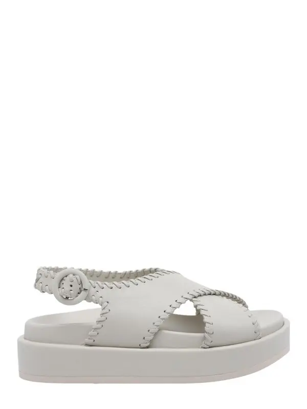 PALOMA BARCELO Paloma Barceló White Leather Platform Sandals - Offwhite