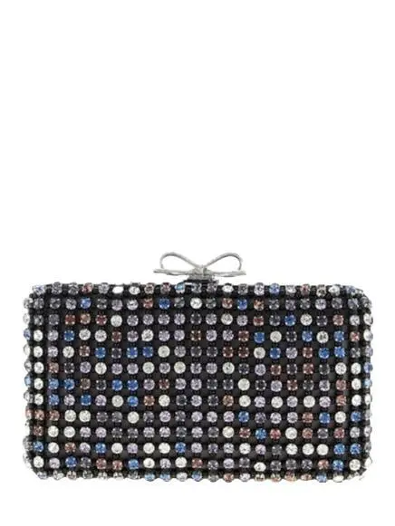 SELF-PORTRAIT Embellished Mini Clutch With Bow Detail - Black