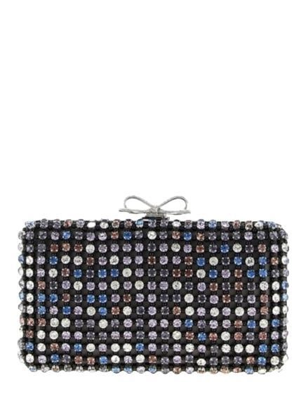 SELF-PORTRAIT Embellished Mini Clutch With Bow Detail - Black