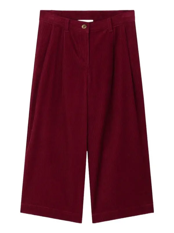 Bonpoint Javey Cherry-embroidered Wide-leg Corduroy Pants - Red