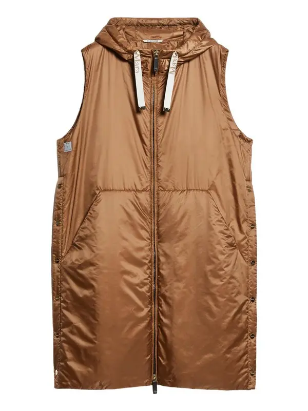 Max Mara Zip-up Drawstring Gilet - Caramel Color