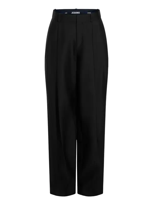 Jacquemus Tapered Trousers With Belt Loops And Pleats - Black