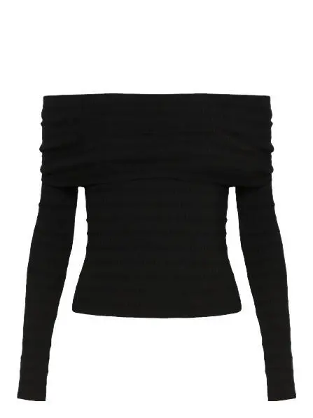 Marella Viscose Blend Cowl Neck Off-the-shoulder Sweater - Black