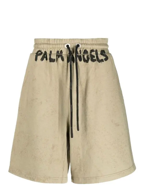 Palm Angels Logo Print Drawstring Shorts - Nude