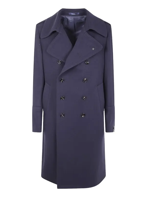 Tagliatore Long-sleeved Double-breasted Coat - Blue