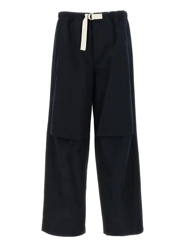 JIL SANDER Wide Leg Pants With Contrasting Inner Belt - Dark Blue