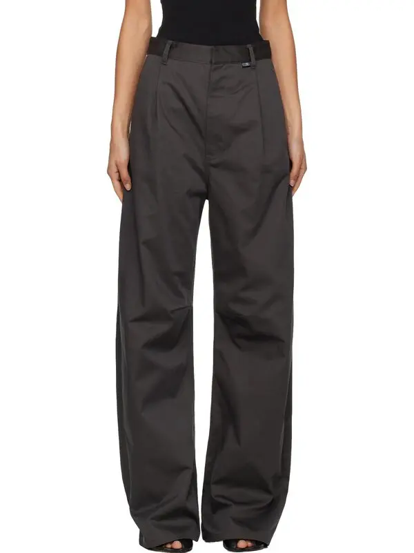 MAISON MARGIELA Wide-leg Logo Patch Trousers - Gray