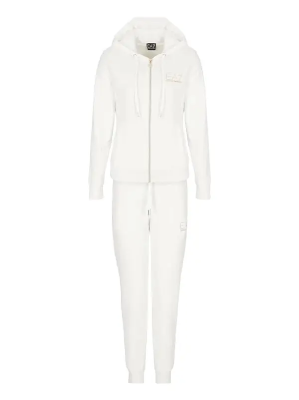 EA7 Hooded Tracksuit With Micro Stud Embellishments - White