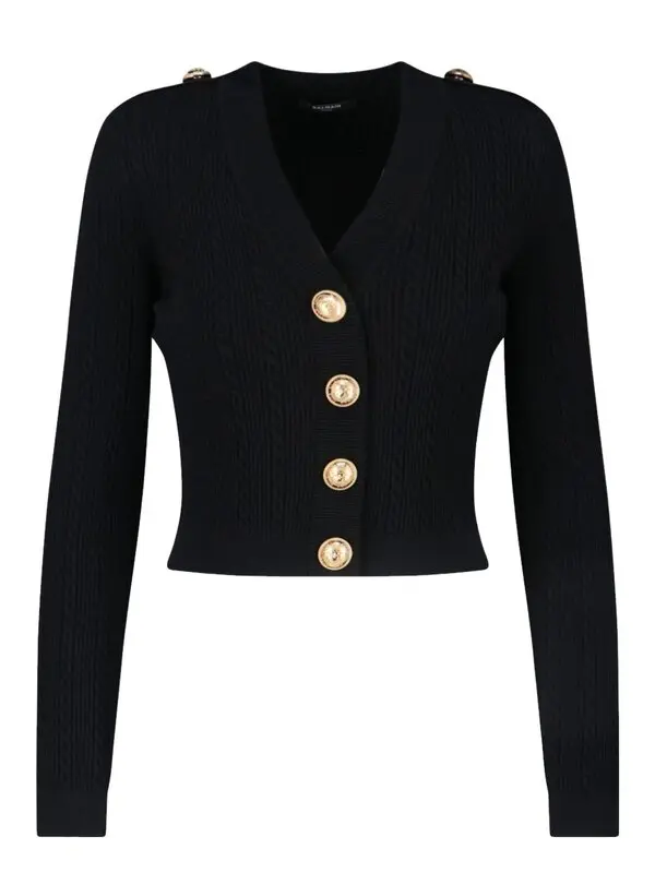 Balmain V-neck Long Sleeve Knitted Cardigan - Black