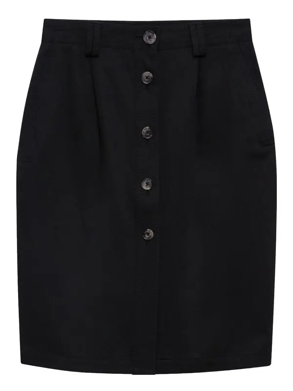 ANINE BING Zaire Midi Skirt With Front Button Fastening - Black