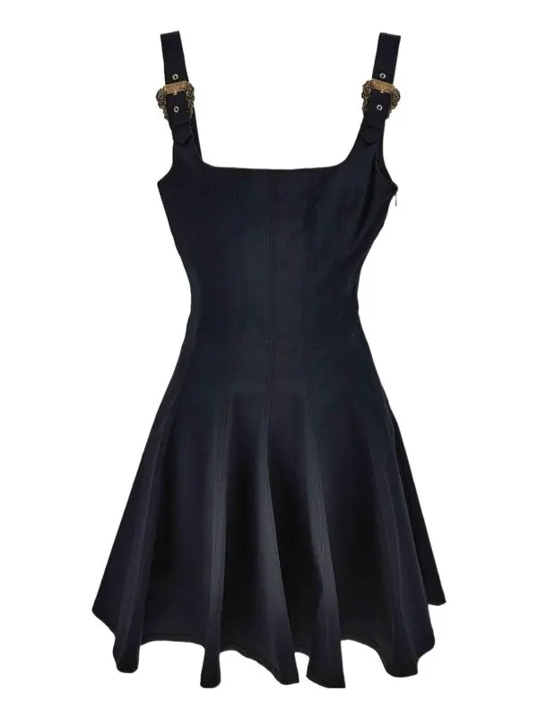 Versace Pleated Buckle-strap Dress - Black