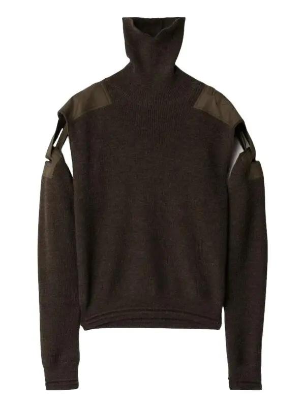 Burberry Detachable-sleeve Roll-neck Knitted Jumper - Black
