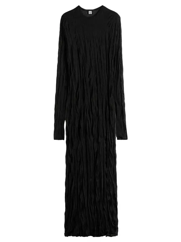 TOTEME Crinkled Long-sleeve Maxi Dress - Black