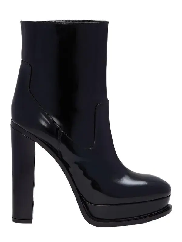 Alexander McQueen Platform Ankle Boots With High Heel - Black