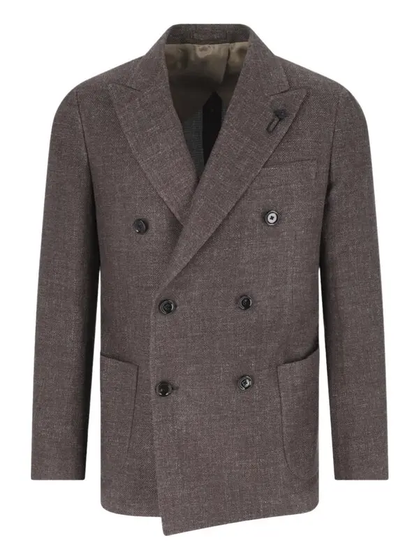 LARDINI Double-breasted Blazer - Black