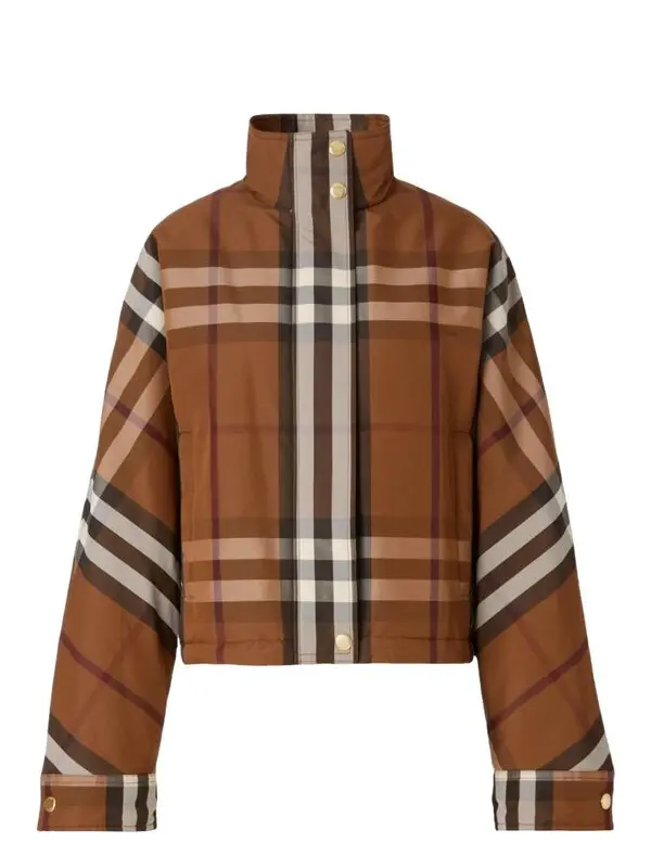Burberry Check Pattern Zip-up Jacket - Brown