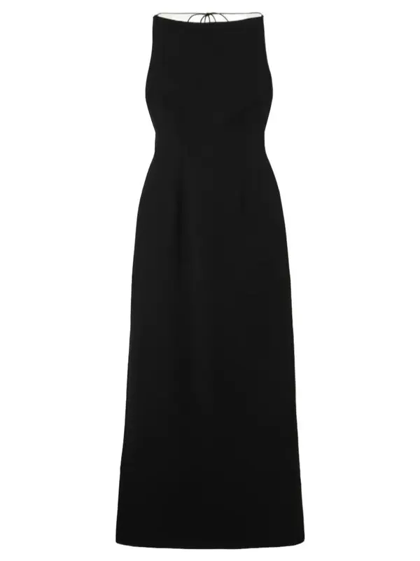 16Arlington Backless Crepe Gown With Slit - Black