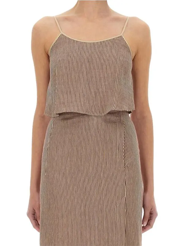 ALYSI Sleeveless Micro Striped Top - Nude