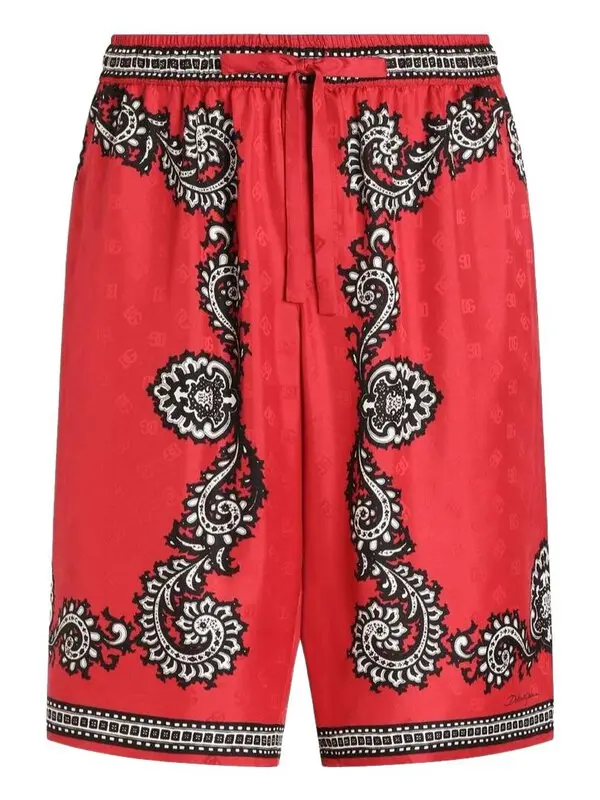 Dolce & Gabbana Printed Bandana Motif Bermuda Shorts - Red
