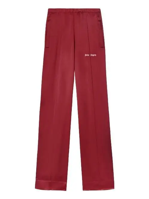 Palm Angels Logo Embroidered Straight Leg Pants - Red