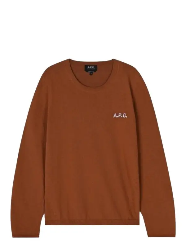 A.p.c. Logo Embroidered Fine Knit Jumper - Brown