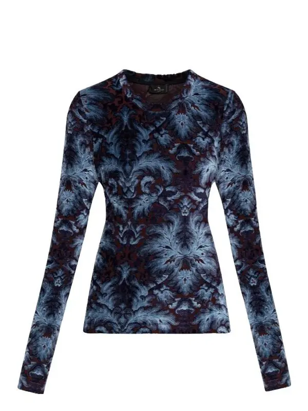 Etro Long Sleeved Graphic Top - Blue