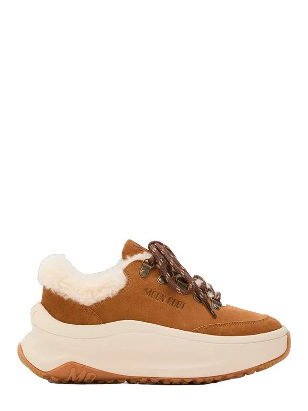 Moon Boot Shearling Trimmed Sneakers - Nude