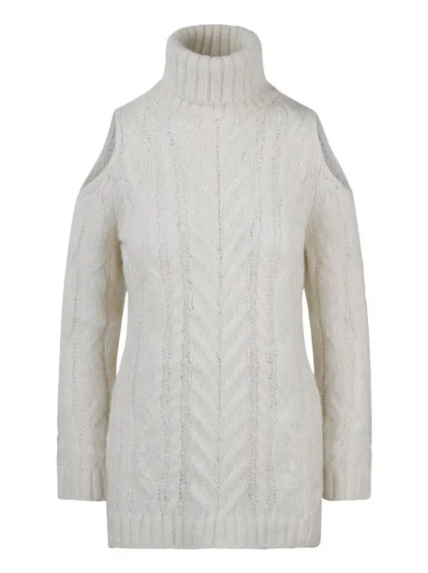P.a.r.o.s.h Cold-shoulder Cable-knit Jumper - White