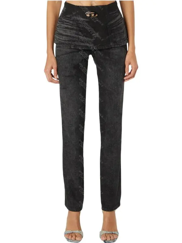DIESEL® Oval D Logo Plaque High Waist Jeans - Black