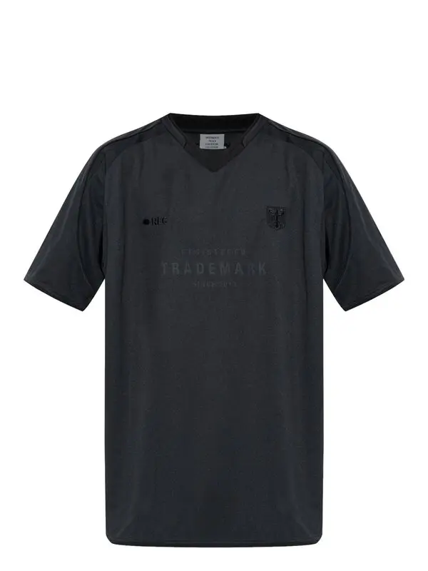 Vetements Logo Printed V-neck T-shirt - Black