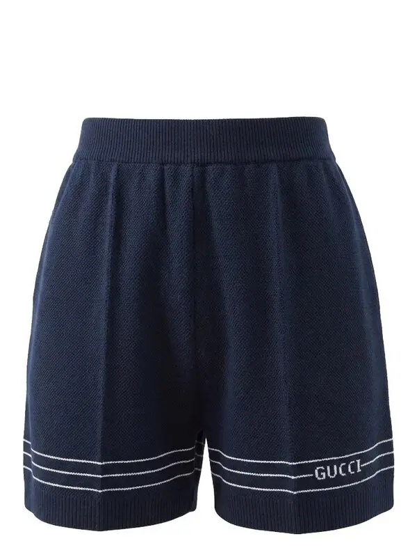 Gucci Intarsia Knit Shorts - Navy Blue