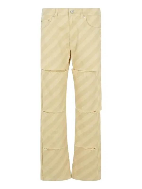 Marni Striped Straight Leg Jeans - Beige