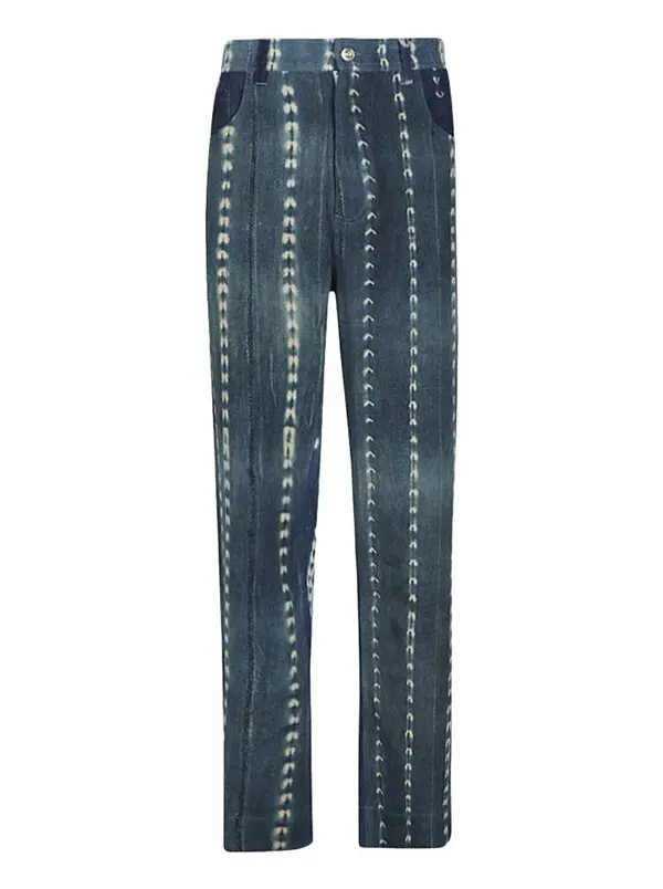 WALES BONNER Tie & Dye Wide Leg Jeans - Blue