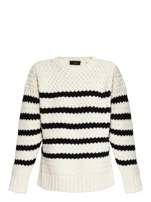 Alanui Striped Knitted Sweater With Logo Detail - White