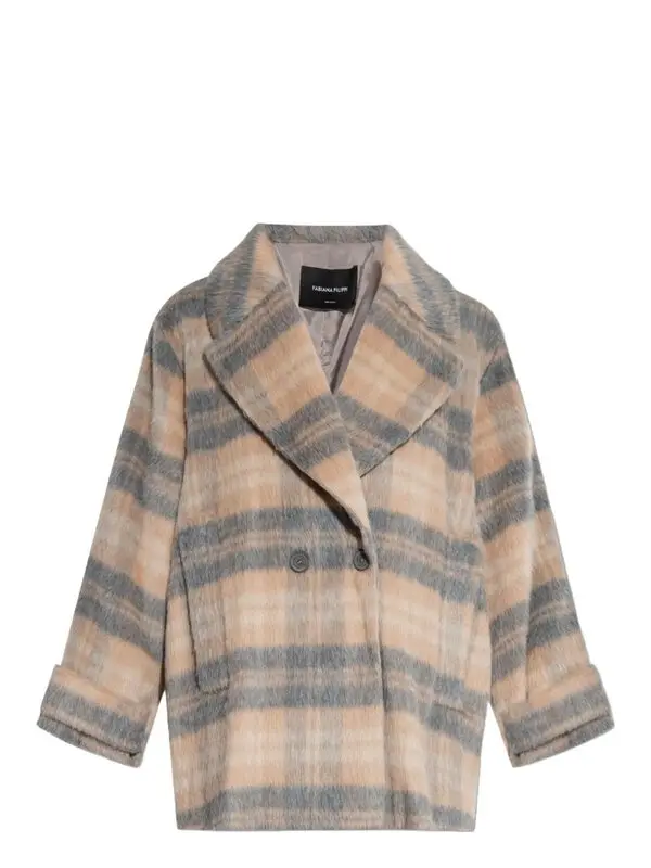 Fabiana Filippi Checked Double Breasted Coat - Nude