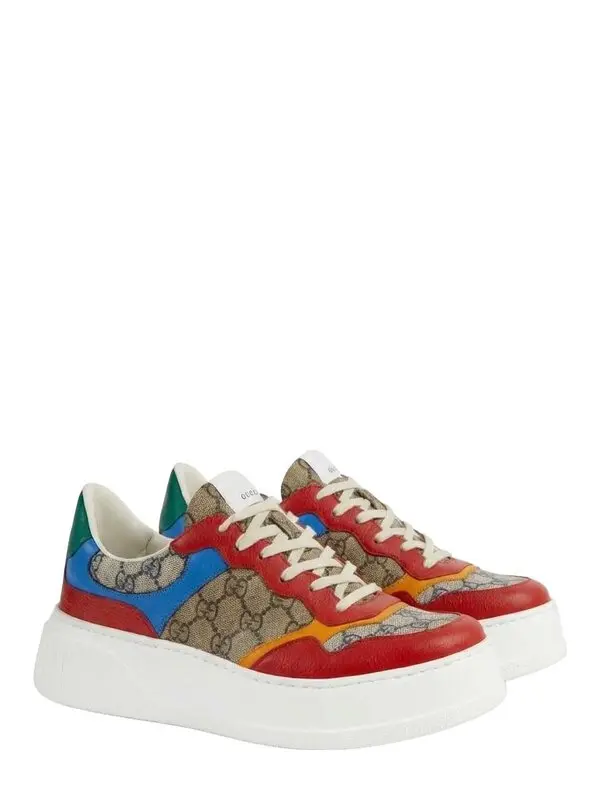 Gucci Gg Panelled Lace-up Sneakers - White