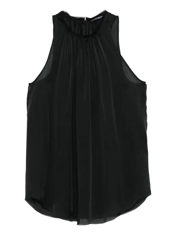 Balmain Sleeveless Ruched Top - Black