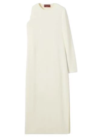 Gucci Midi-length Sable Dress With Asymmetrical Sleeves - Ivory