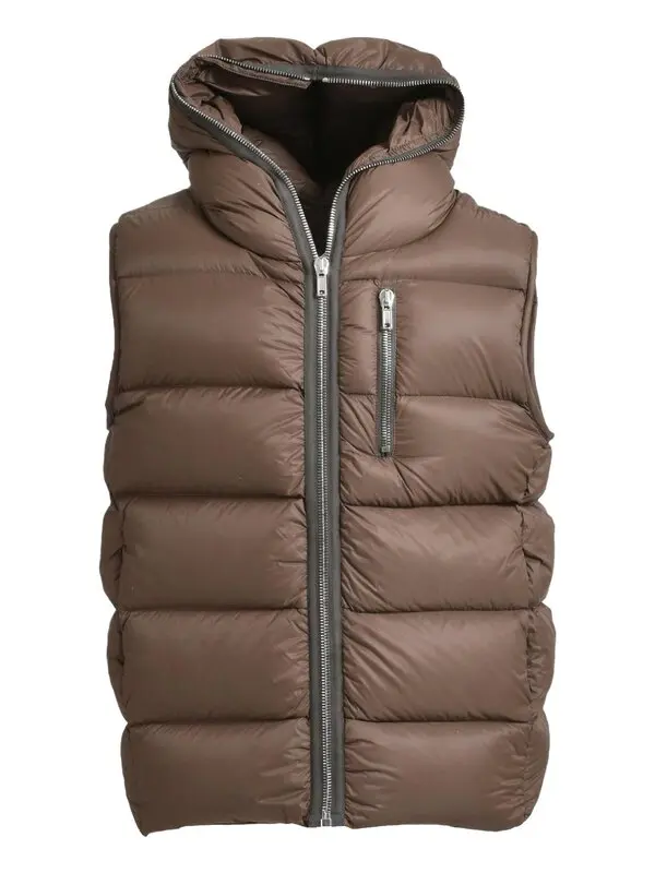 Rick Owens Quilted Hooded Down Gilet - Brown