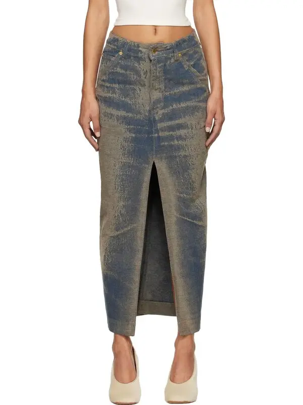 DARKPARK Elasticated Jacquard Denim Skirt - Black