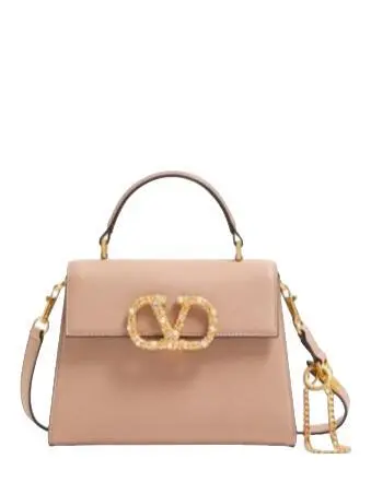 Valentino Garavani Vsling Foldover Top Small Tote Bag - Nude