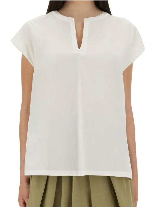 Aspesi Short-sleeved V-neck Top - White