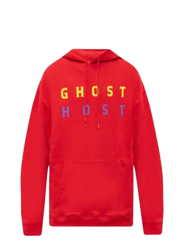 Raf Simons Ghost Printed Drawstring Hoodie - Red