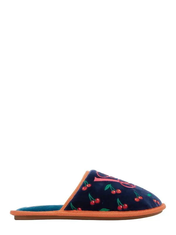 Valentino Garavani Velvet Graphic Slingback Slippers - Multicolor