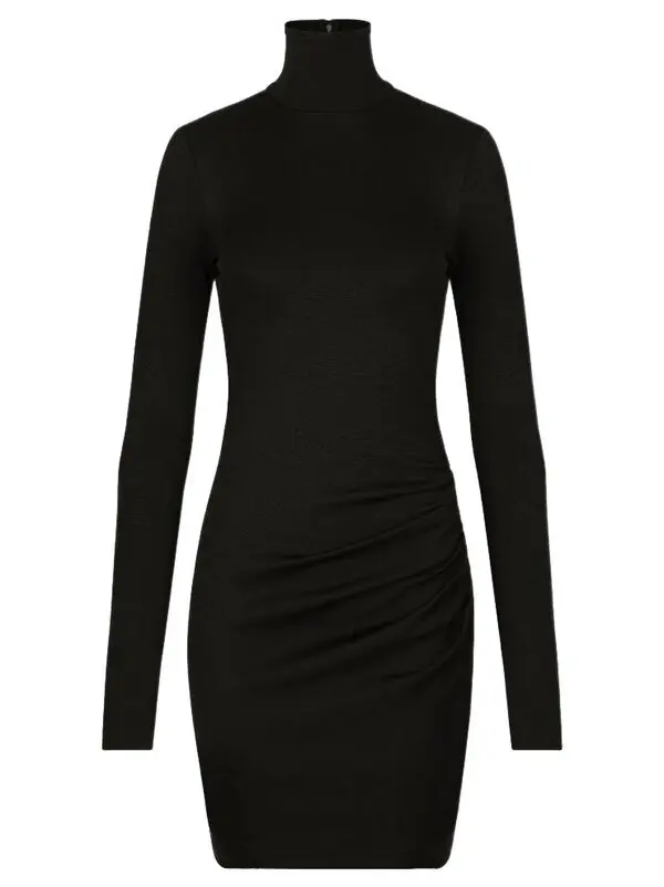 Dolce & Gabbana Ruched Detail High Neck Mini Dress - Black