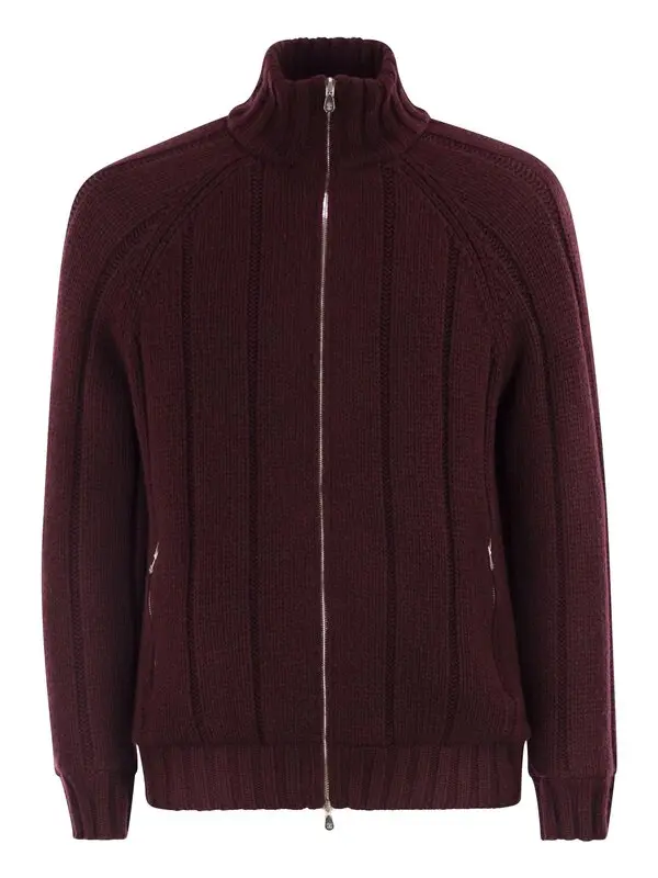 Brunello Cucinelli Cashmere Knit Down Jacket With Zip - Black