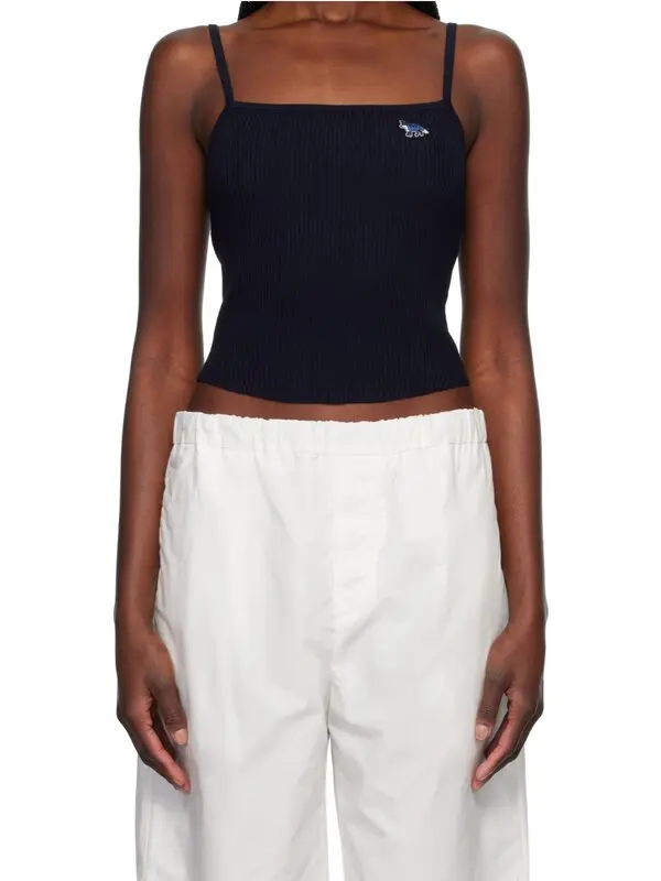 Maison Kitsuné Rib Knit Fox Motif Camisole - Navy Blue