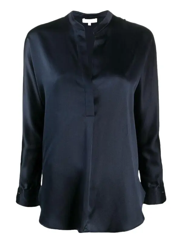 Vince Long-sleeved Open-front Blouse - Black